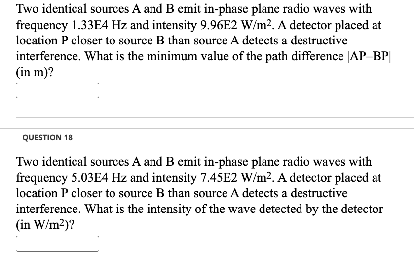 Solved Two identical sources A and B emit in-phase plane | Chegg.com