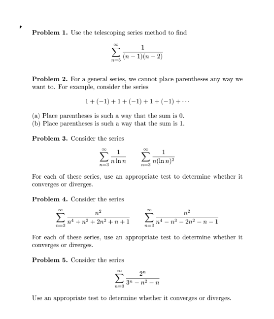Solved Problem 1. Use the telescoping series method to find | Chegg.com