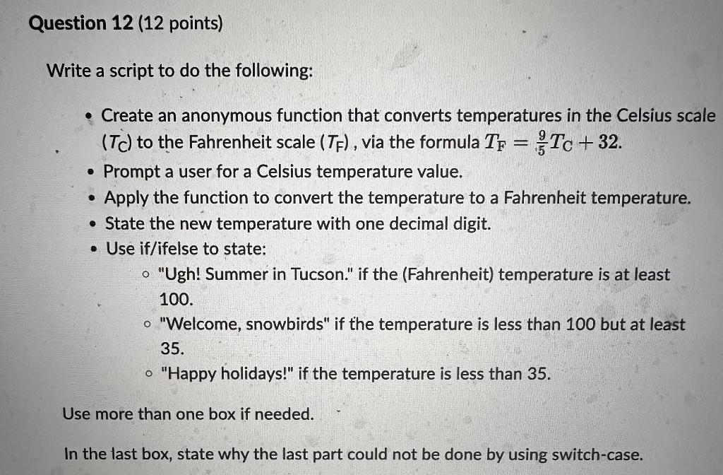 Solved Write a script to do the following: - Create an | Chegg.com