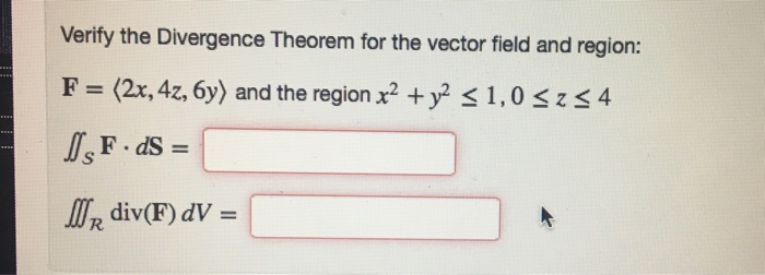 Solved Verify the Divergence Theorem for the vector field | Chegg.com