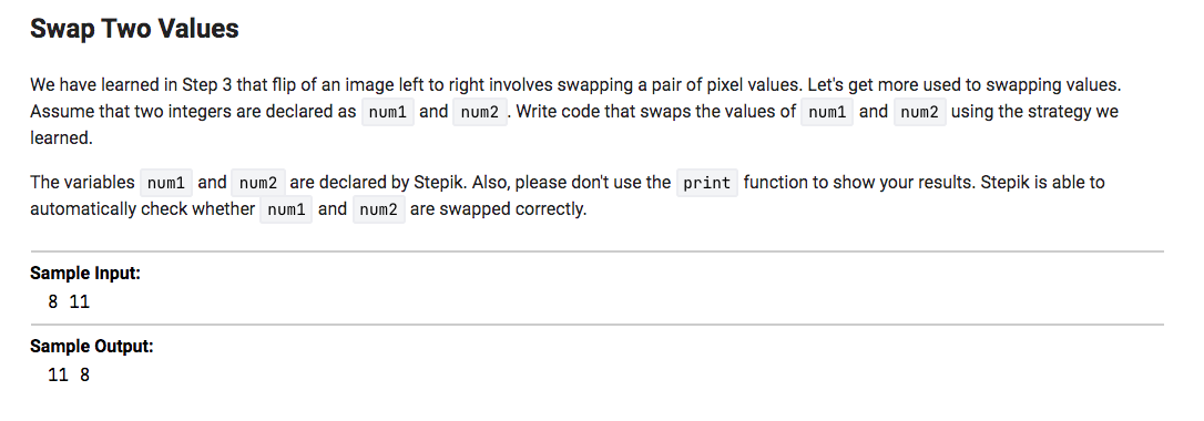 Solved Swap Two Values We have learned in Step 3 that flip | Chegg.com