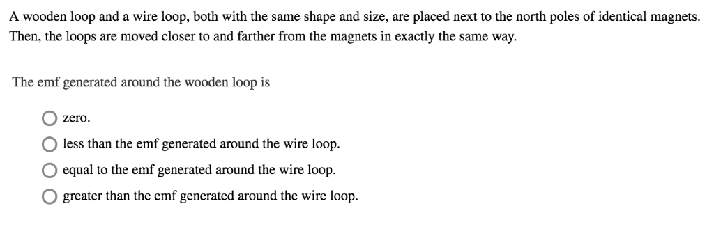 Solved A wooden loop and a wire loop, both with the same | Chegg.com