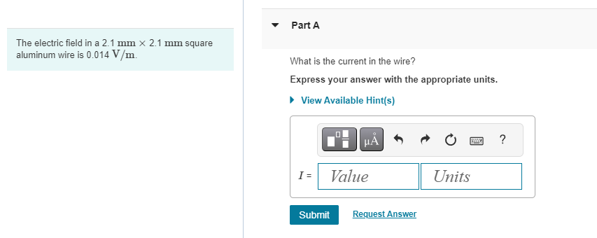 [Solved]: The electric field in a 2.1mm2.1mm square aluminu