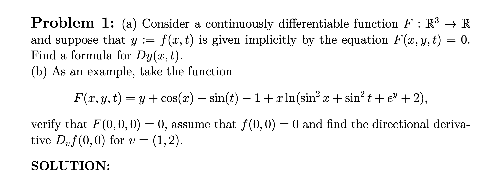 Solved Problem 1: (a) Consider a continuously differentiable | Chegg.com
