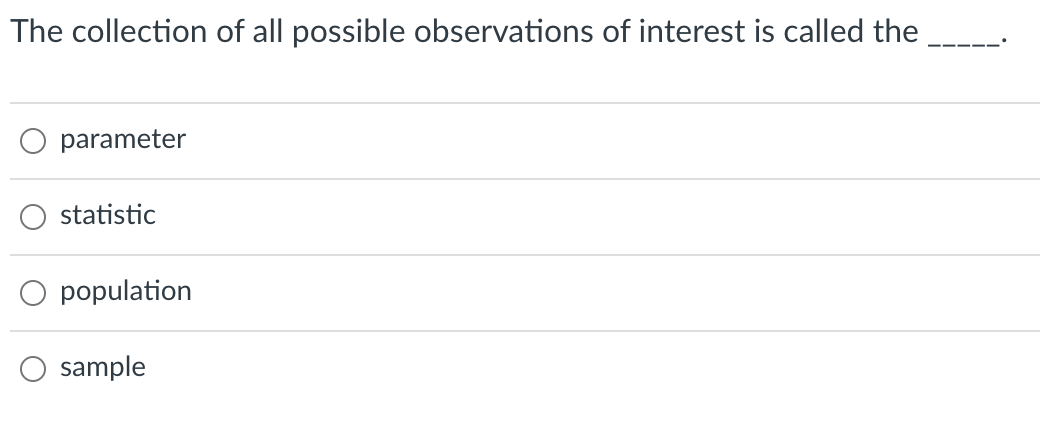 Solved The collection of all possible observations of | Chegg.com