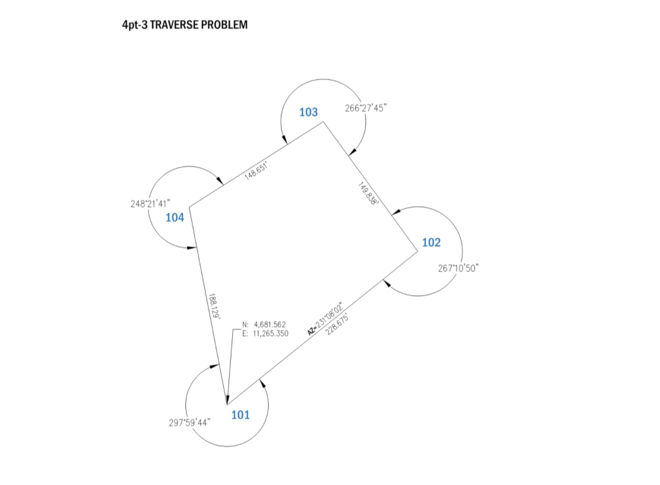 Solved Solve each traverse point (101, 102, 103, 104) A | Chegg.com