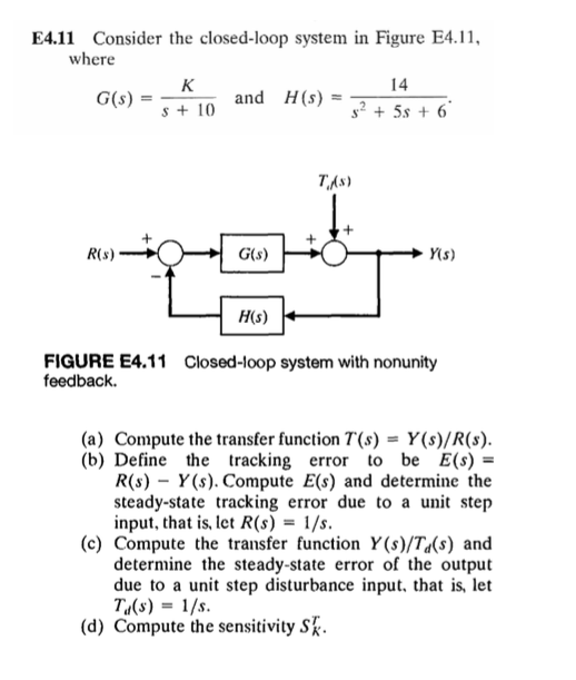 Solved E4.11 Consider the closed-loop system in Figure | Chegg.com