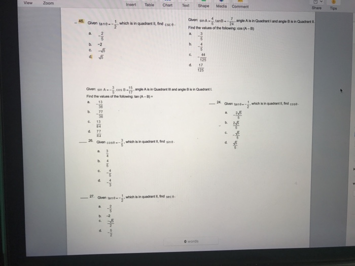 Solved View Zoom Insert Table Chart Text Shape Media Comment | Chegg.com