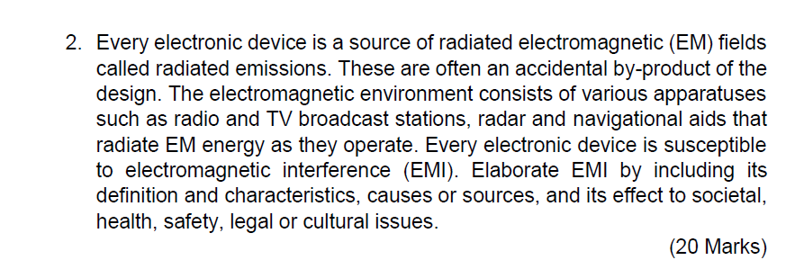 Solved Every electronic device is a source of radiated | Chegg.com