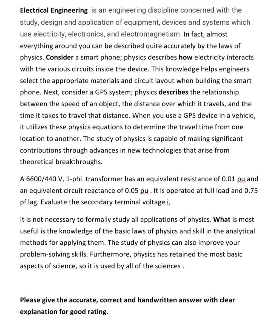 Solved Electrical Engineering is an engineering discipline | Chegg.com