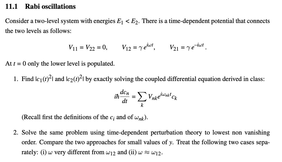 Solved 11.1 Rabi oscillations