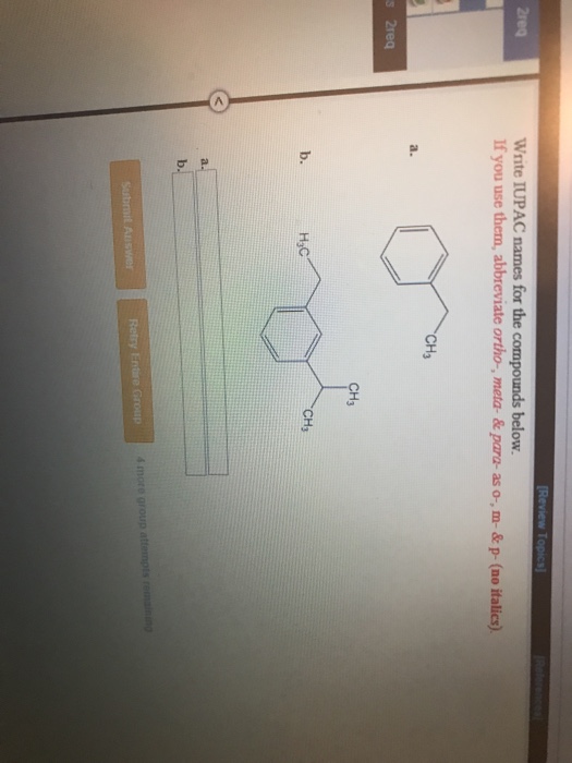 Solved Write IUPAC names for the compounds below If you use | Chegg.com