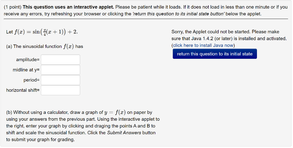Solved (1 point) This question uses an interactive applet. | Chegg.com