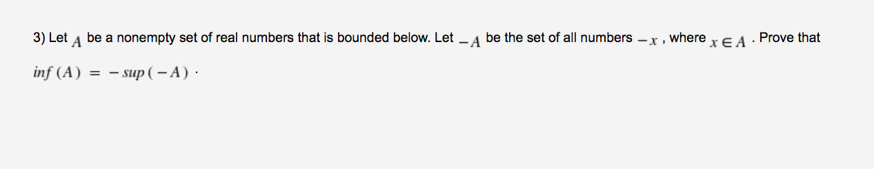 Solved XEA . Prove that 3) Let А be a nonempty set of real | Chegg.com