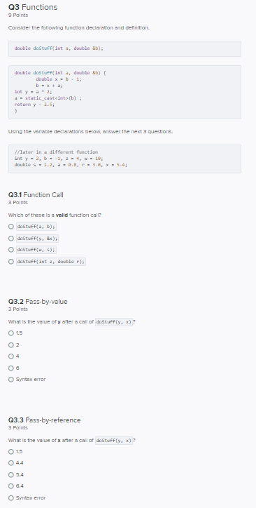 Solved Q3 Functions 9 Points Consider the following function | Chegg.com