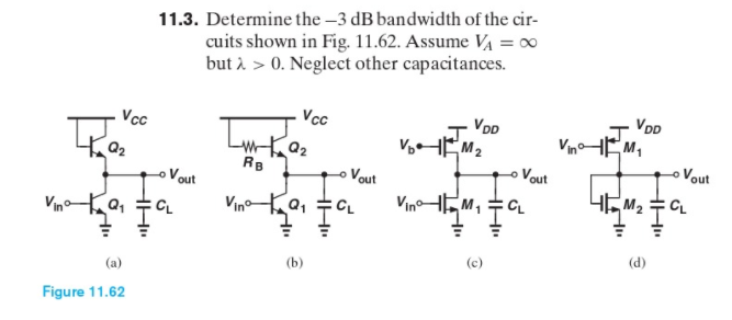 Solved 11.3. Determine the -3 dB bandwidth of the cir- cuits | Chegg.com