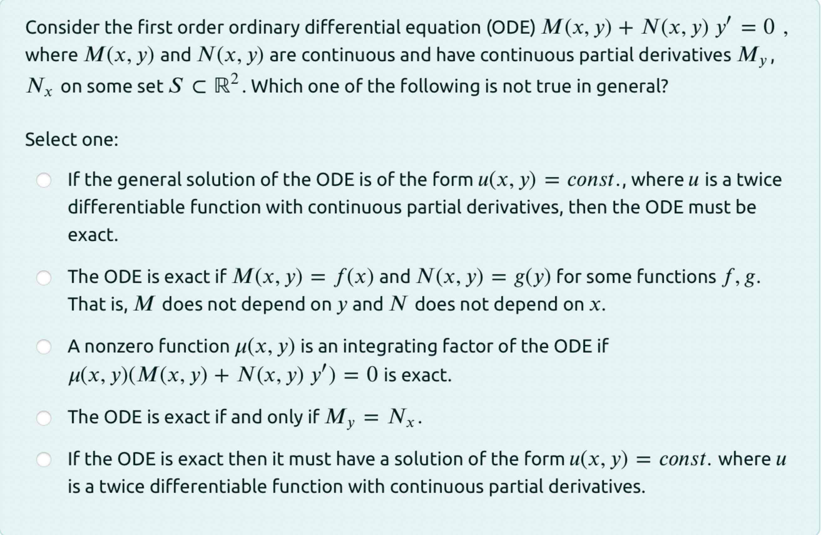Solved Consider The First Order Ordinary Differential