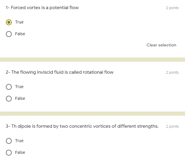 Solved 1- Forced vortex is a potential flow 2 points True | Chegg.com