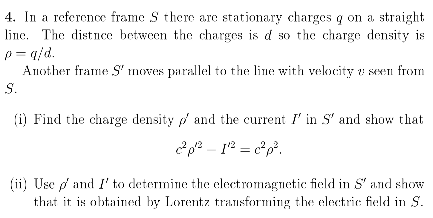 In ﻿a reference frame S ﻿there are stationary charges | Chegg.com