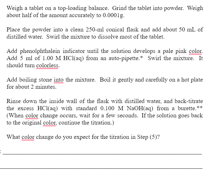 Solved Weigh a tablet on a top-loading balance. Grind the | Chegg.com