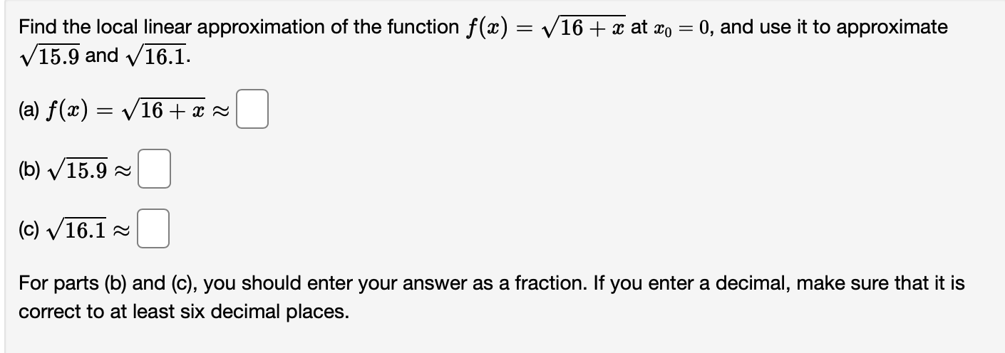 Solved Find The Local Linear Approximation Of The Function 8316