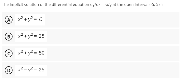 Solved The implicit solution of the differential equation | Chegg.com