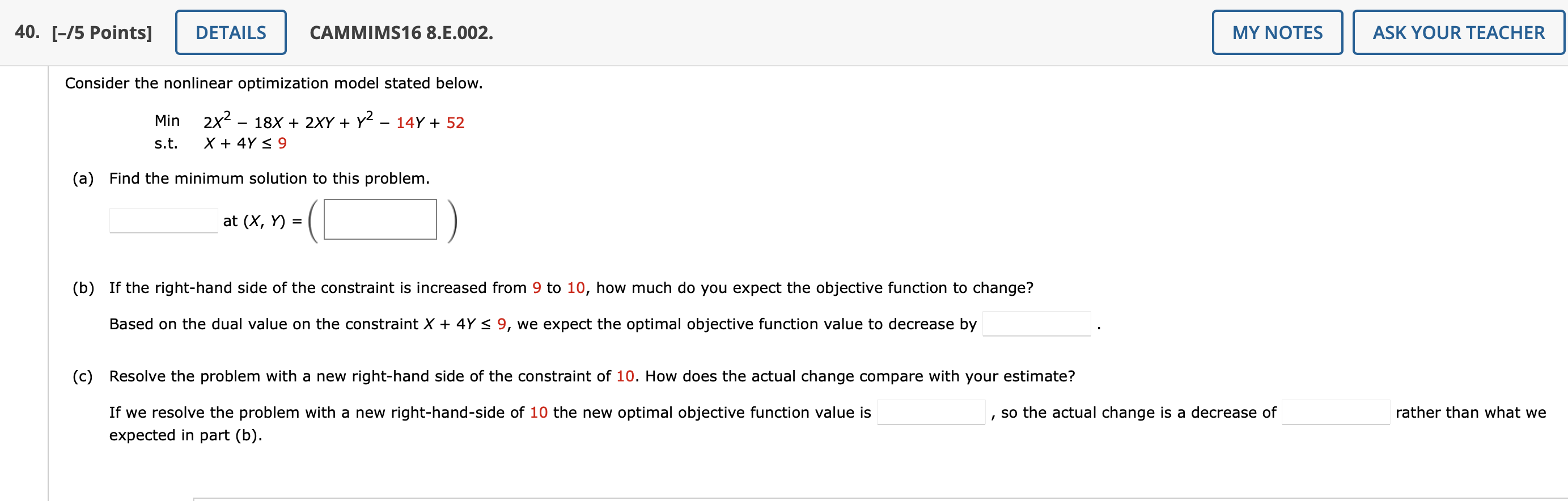 Consider the nonlinear optimization model stated | Chegg.com