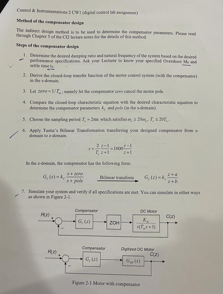 Solved Control & Instrumentations 2 CW1 (digital control lab | Chegg.com