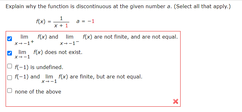 Solved Explain why the function is discontinuous at the | Chegg.com