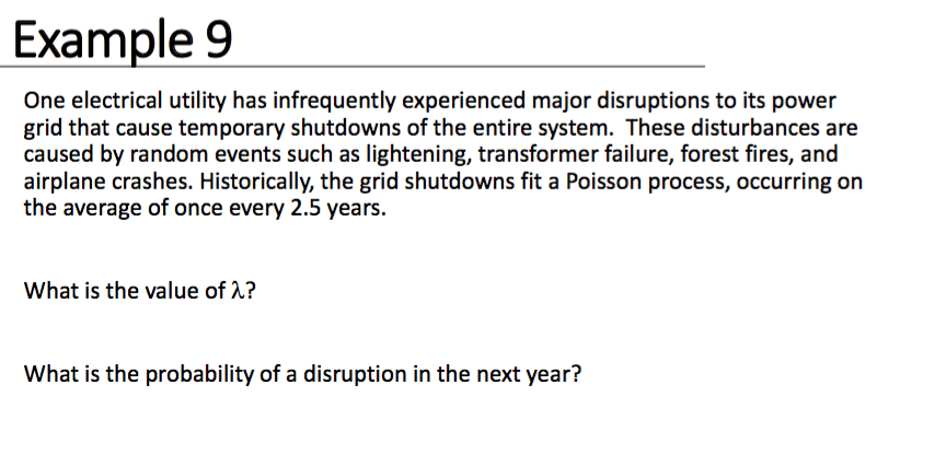 Solved Example 9 One electrical utility has infrequently | Chegg.com
