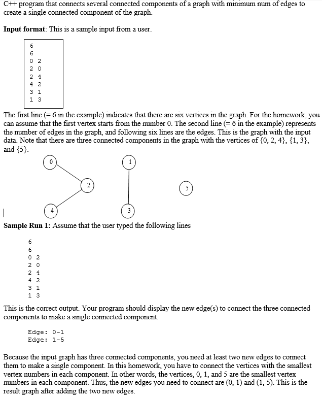 Solved C++ program that connects several connected | Chegg.com