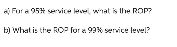 Solved a) For a 95% service level, what is the ROP? o) What | Chegg.com