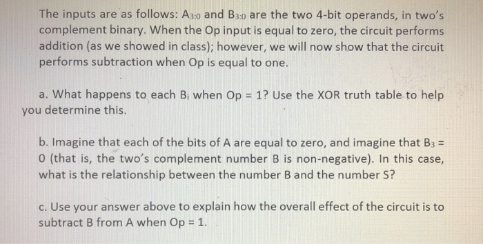 Solved 5) Consider this 4-bit ripple carry adder/subtractor | Chegg.com