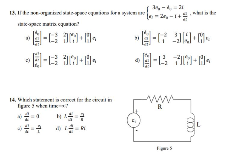 Solved 13. If the non-organized state-space equations for a | Chegg.com