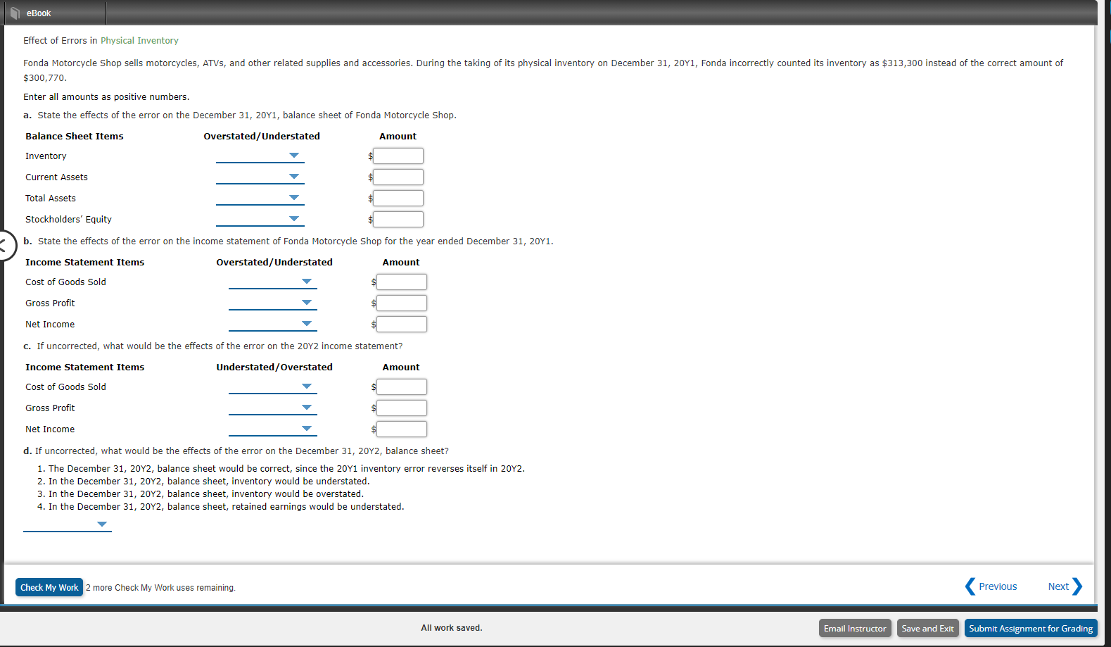 Solved eBook Effect of Errors in Physical Inventory Fonda | Chegg.com