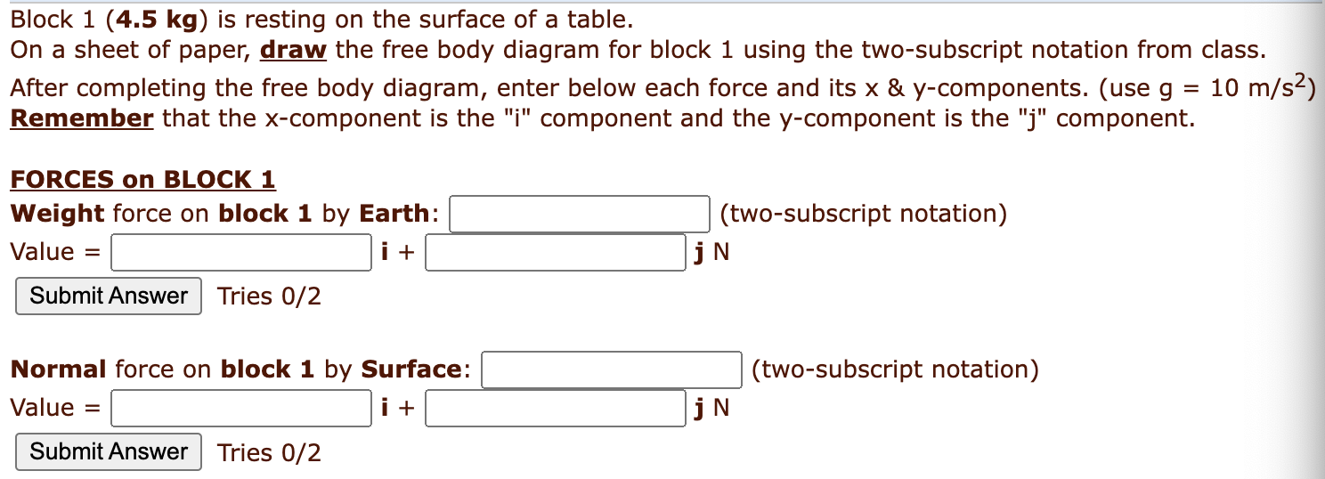 Solved Block 1(4.5 kg) is resting on the surface of a table. | Chegg.com
