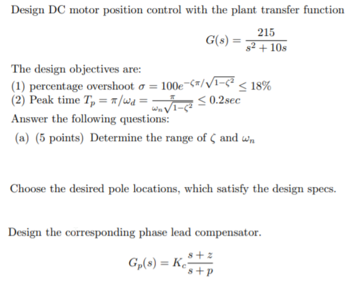 Solved Design DC motor position control with the plant | Chegg.com