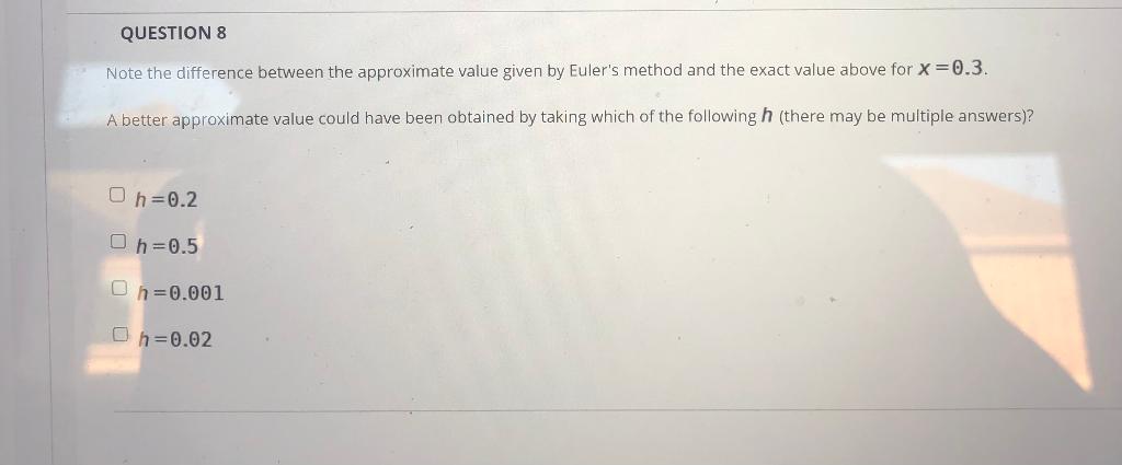 Solved QUESTION 8 Note the difference between the | Chegg.com