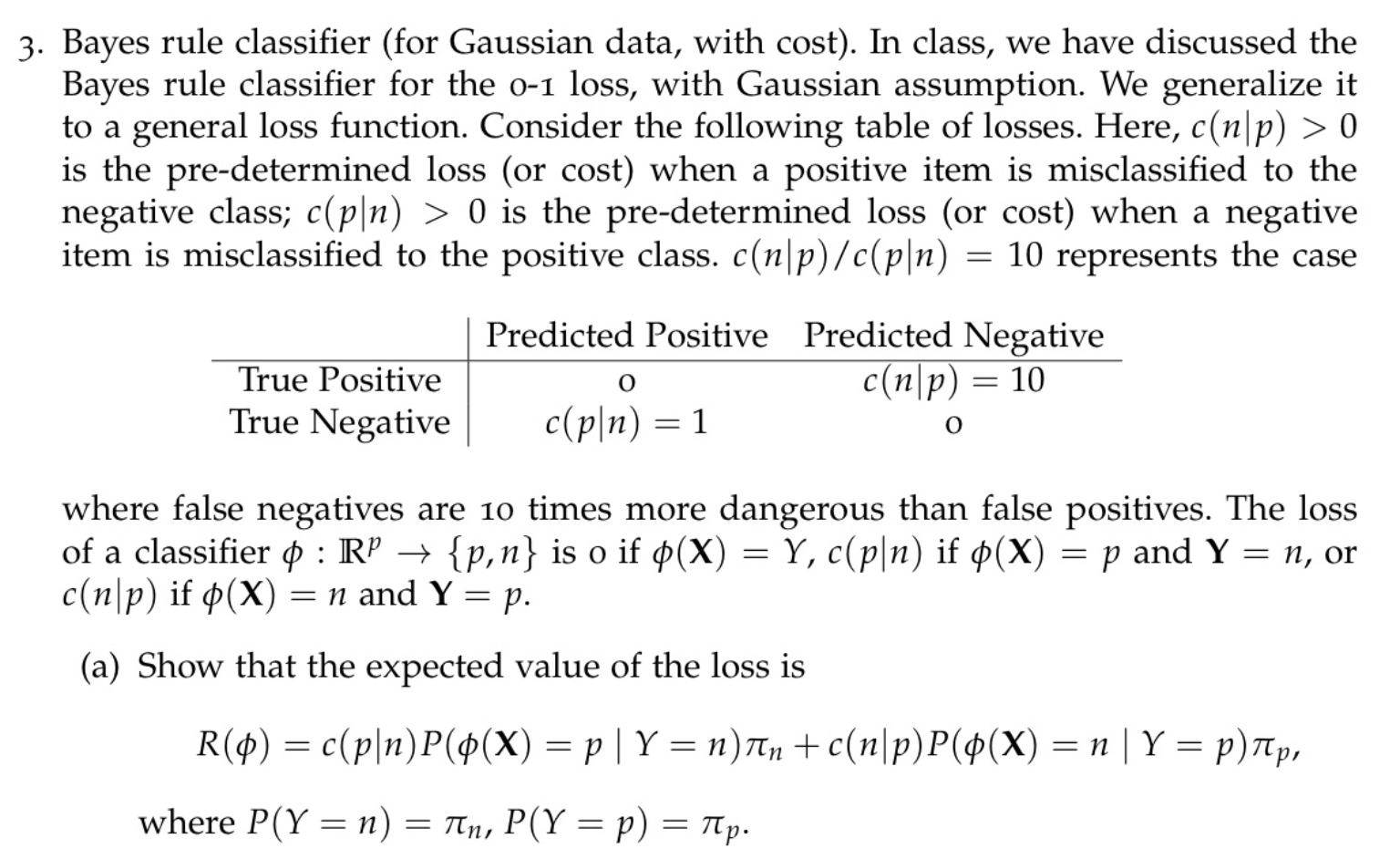 3. Bayes rule classifier (for Gaussian data, with | Chegg.com