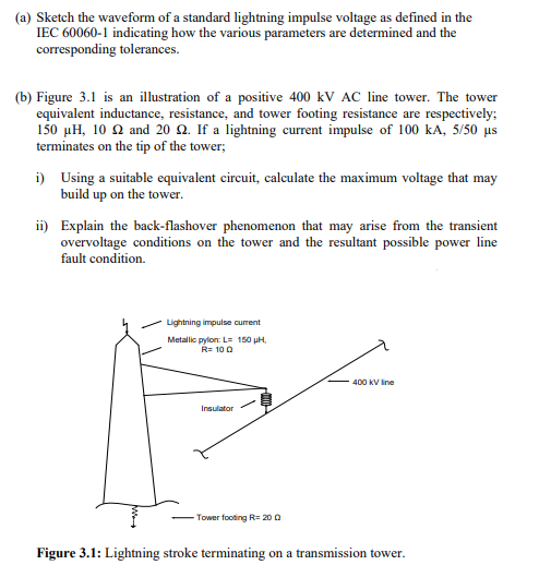 (a) Sketch the waveform of a standard lightning | Chegg.com