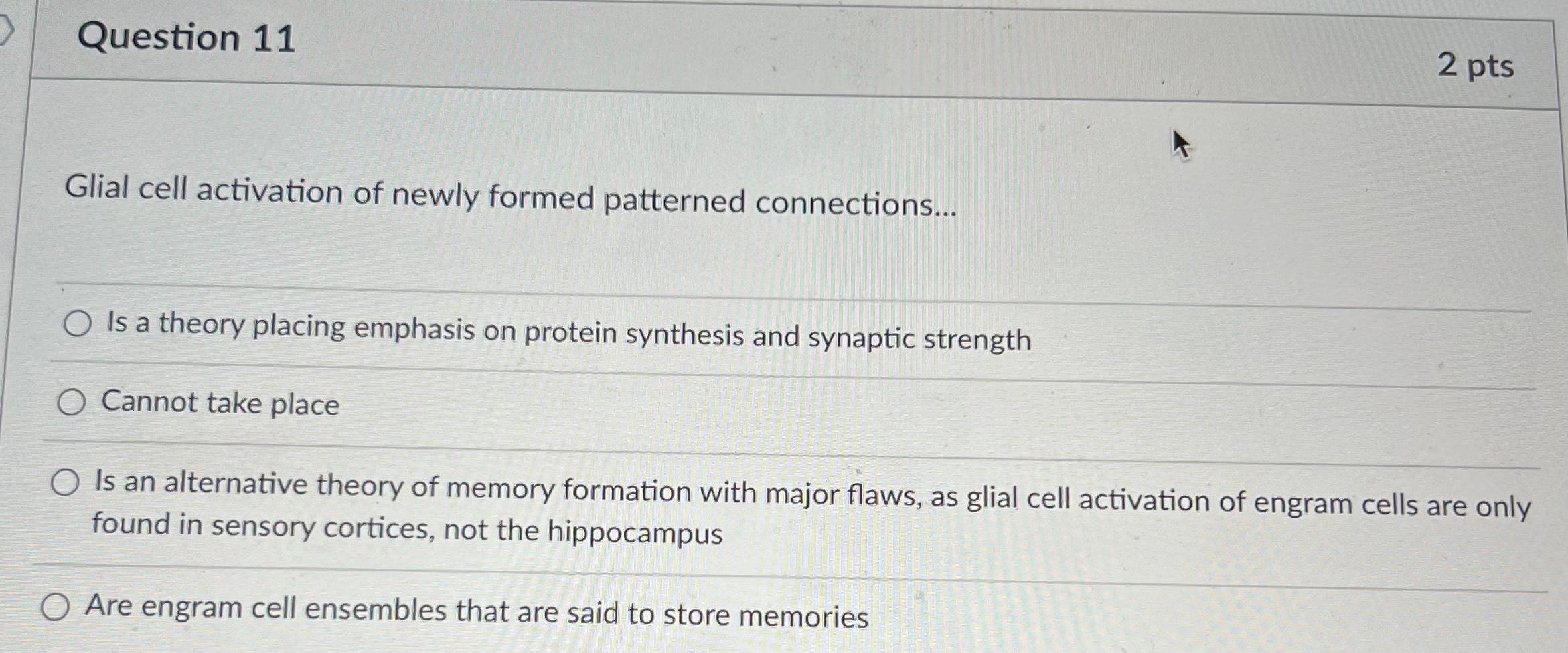 Solved Glial cell activation of newly formed patterned | Chegg.com