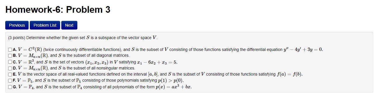 (3 points) Determine whether the given set S is a | Chegg.com