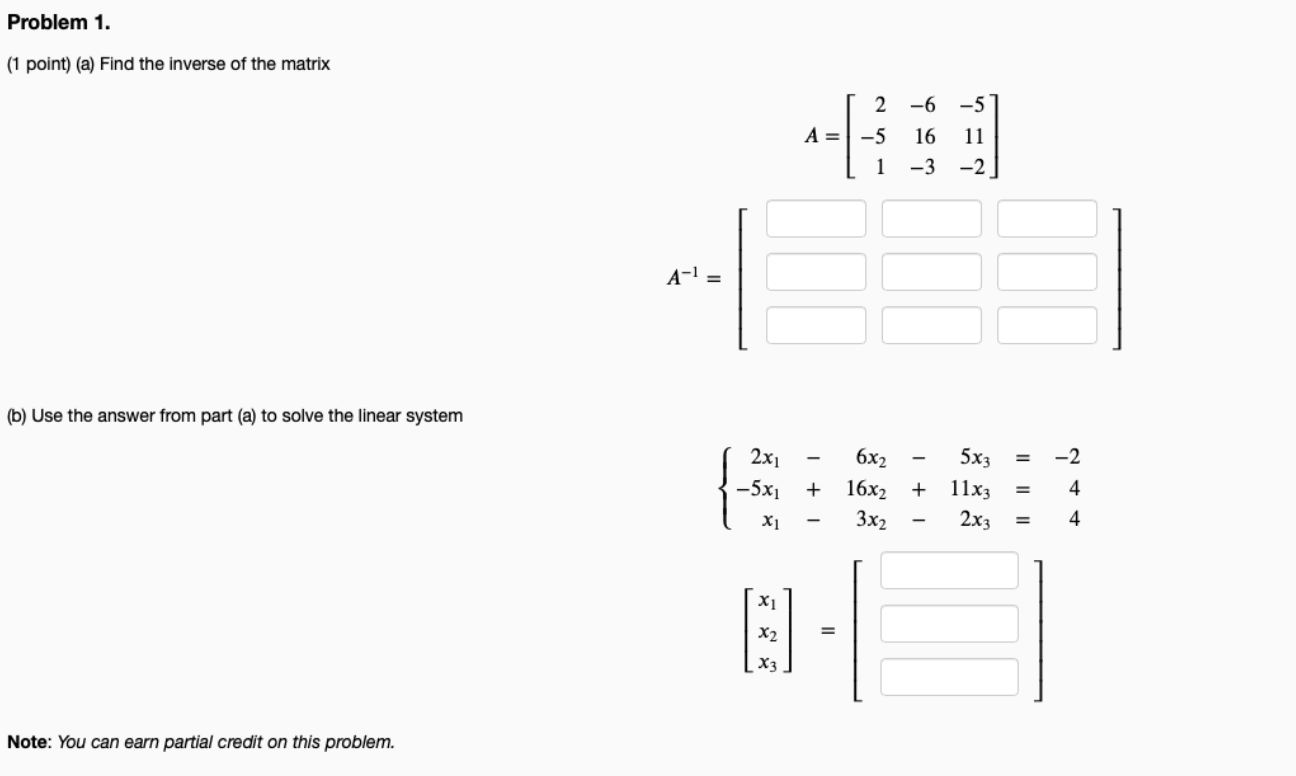 Solved Problem 1. (1 point) (a) Find the inverse of the | Chegg.com
