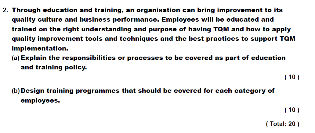 Solved 2. ﻿Through education and training, an organisation | Chegg.com