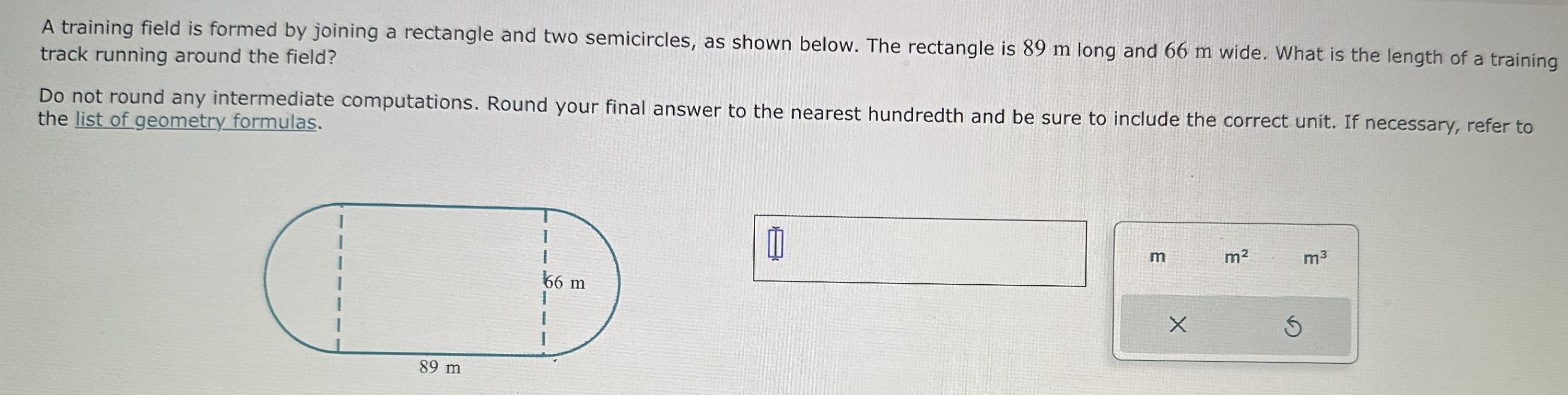 A training field is formed by joining a rectangle and | Chegg.com