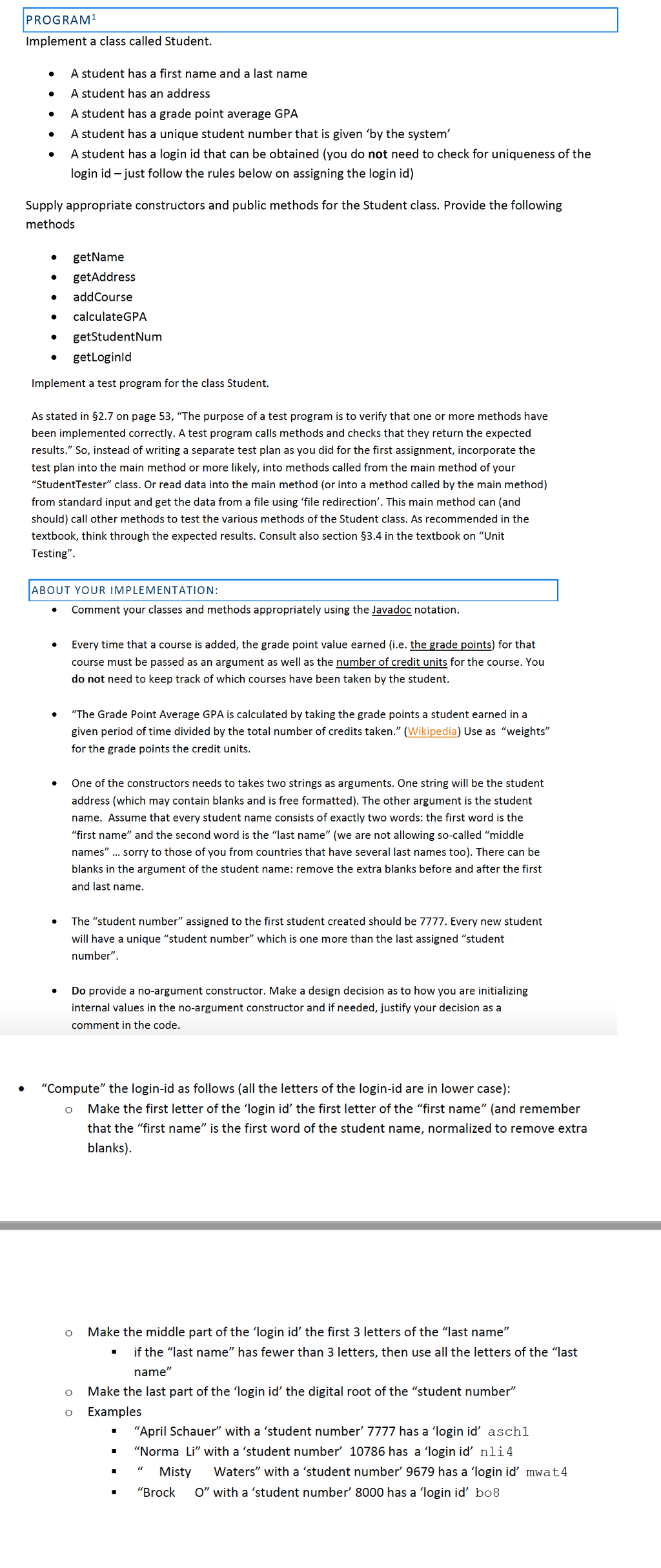 Solved PROGRAM1 Implement a class called Student. A student | Chegg.com