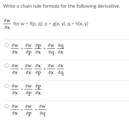 Solved Write a chain rule formula for the following | Chegg.com