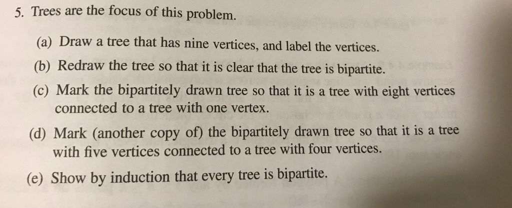 Solved 5. Trees are the focus of this problem (a) Draw a | Chegg.com