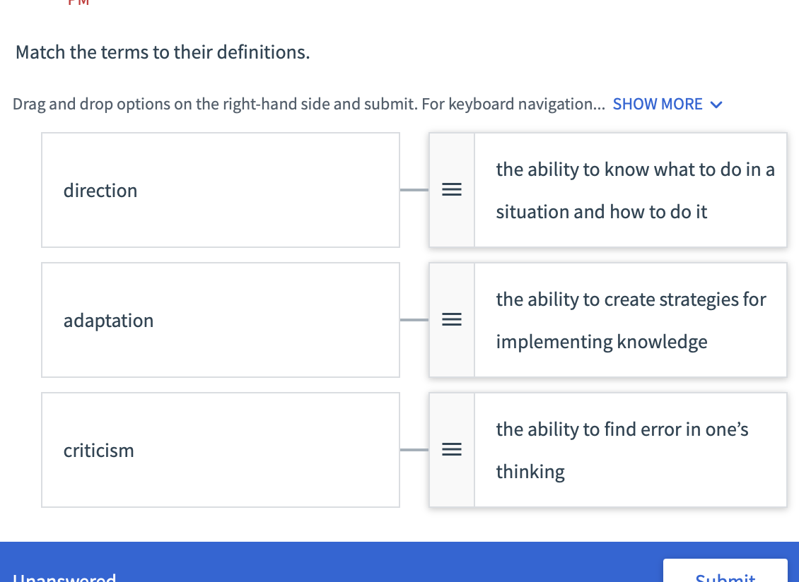 Solved Match The Terms To Their Definitions Drag And Drop