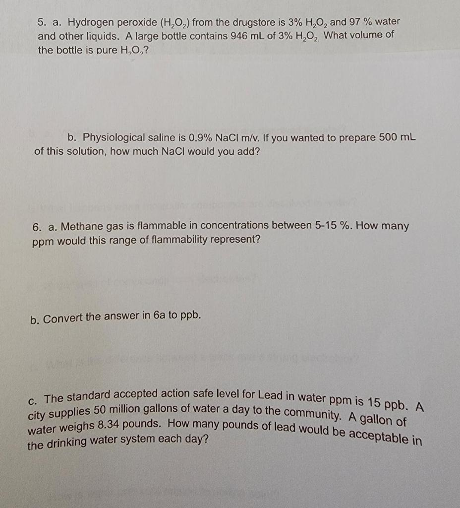 Solved 5. a. Hydrogen peroxide (H2O2) from the drugstore is | Chegg.com